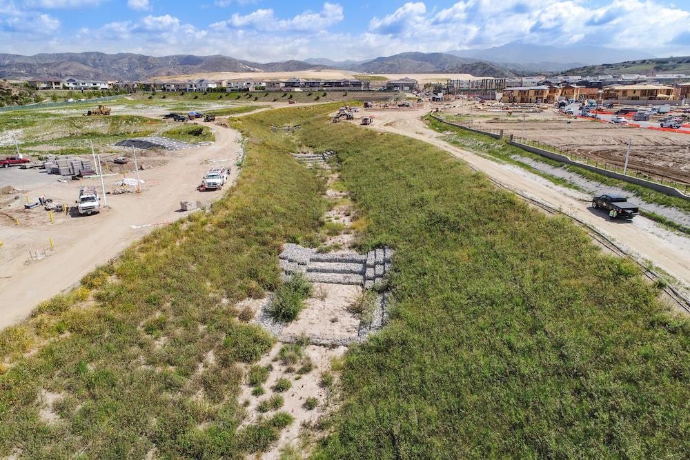 Gabion Drop Structures Establish Natural Bottom Open Channel Drainage ...