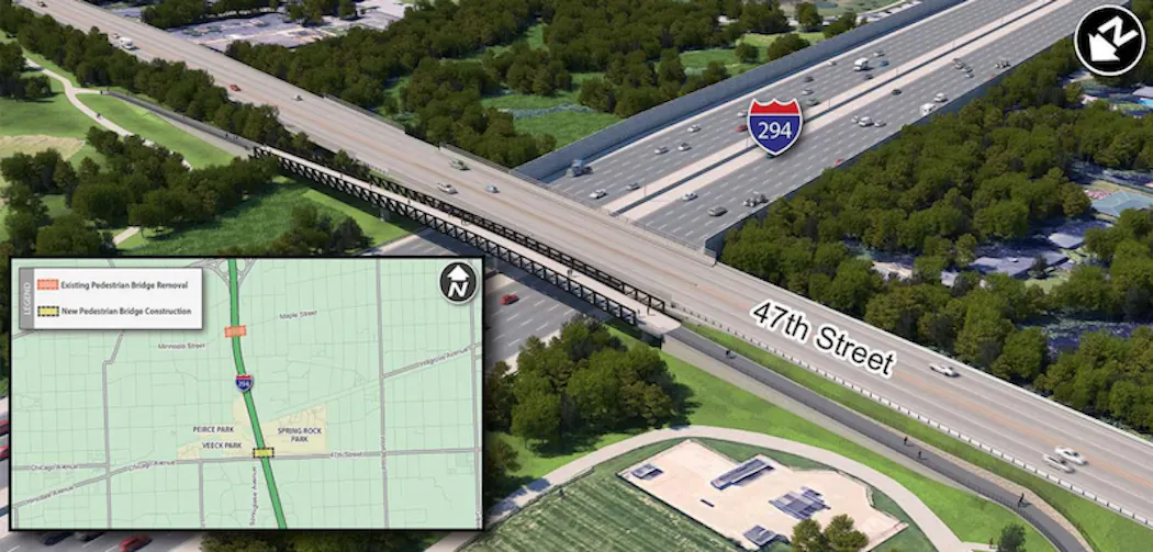 New pedestrian bridge construction to begin over I-294 in Illinois ...