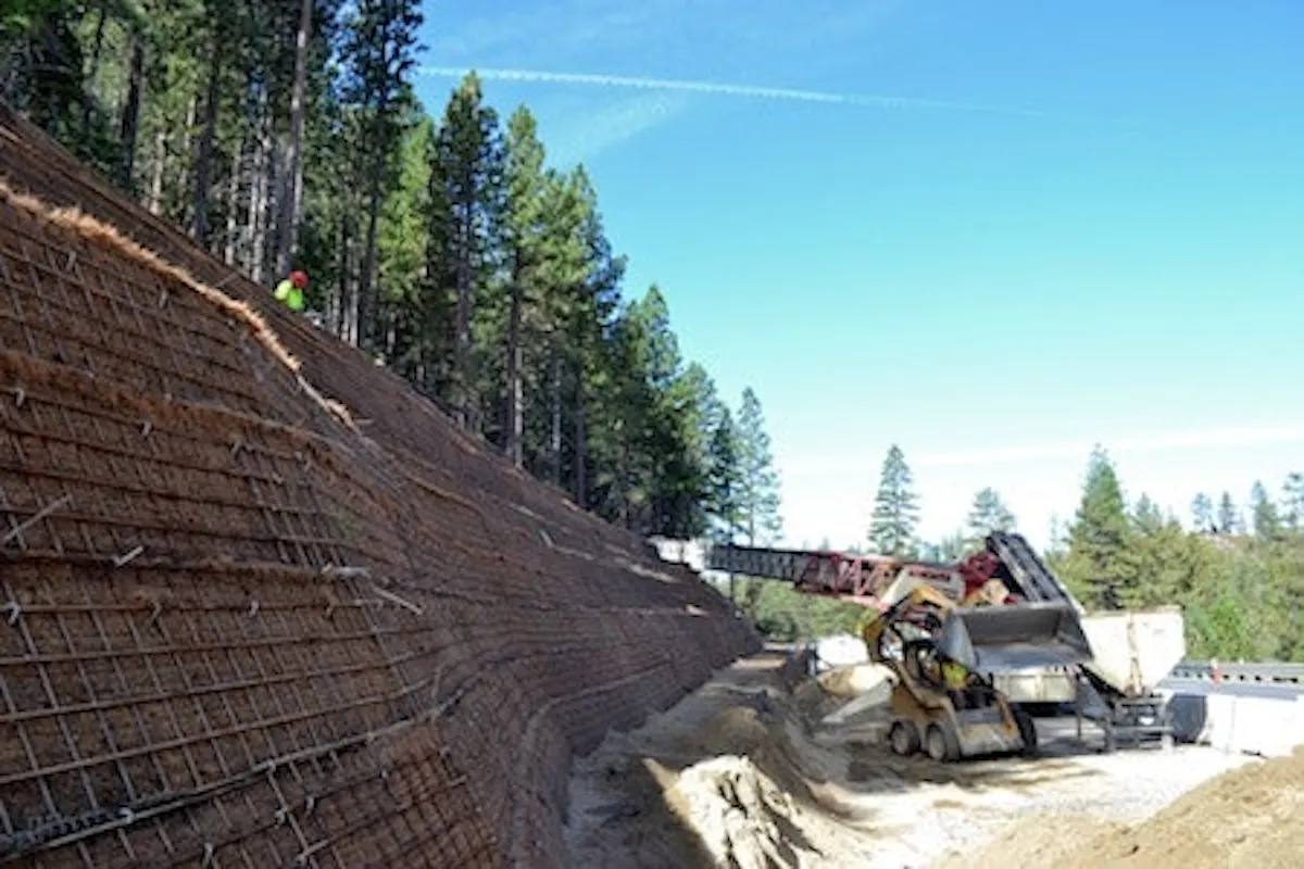 Geogrids, custom wire form facing and rock anchor system for Lake Tahoe ...